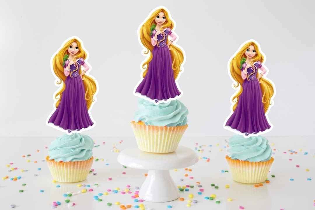 Rapunzel Cupcake Toppers, Princess Rapunzel Cake Toppers, Birthday ...