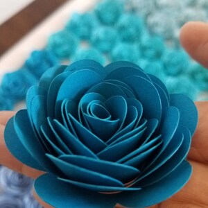 Set of 10 Turquoise Paper Flowers, Rolled Flowers, Loose Flowers ...