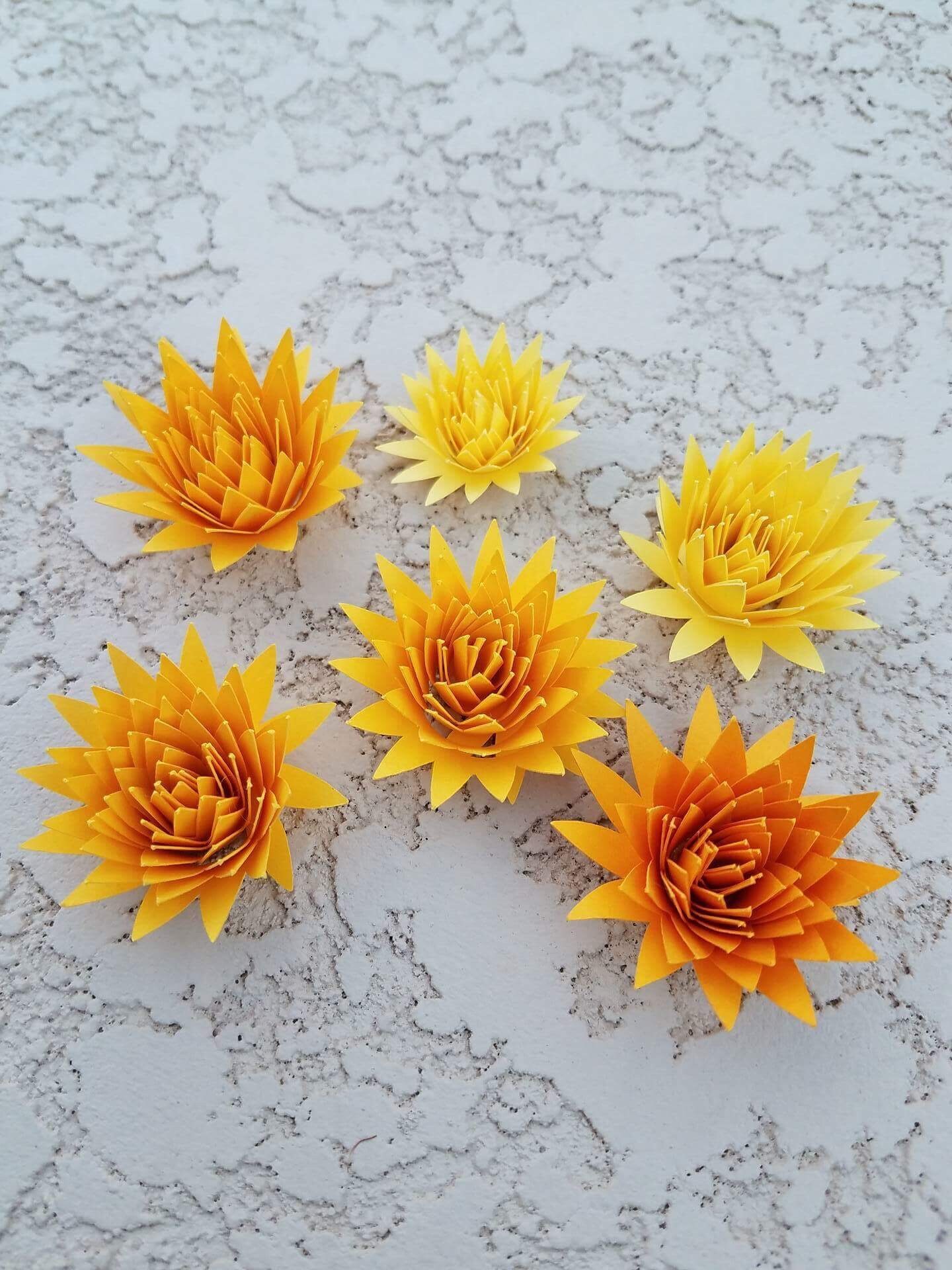 Set of 10 Shades of Yellow Small Paper Flowers 3D Flowers | Etsy