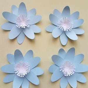 Set of 12 Small Blue Paper Flowers, Table Flower Decor, Blue Flowers - Etsy