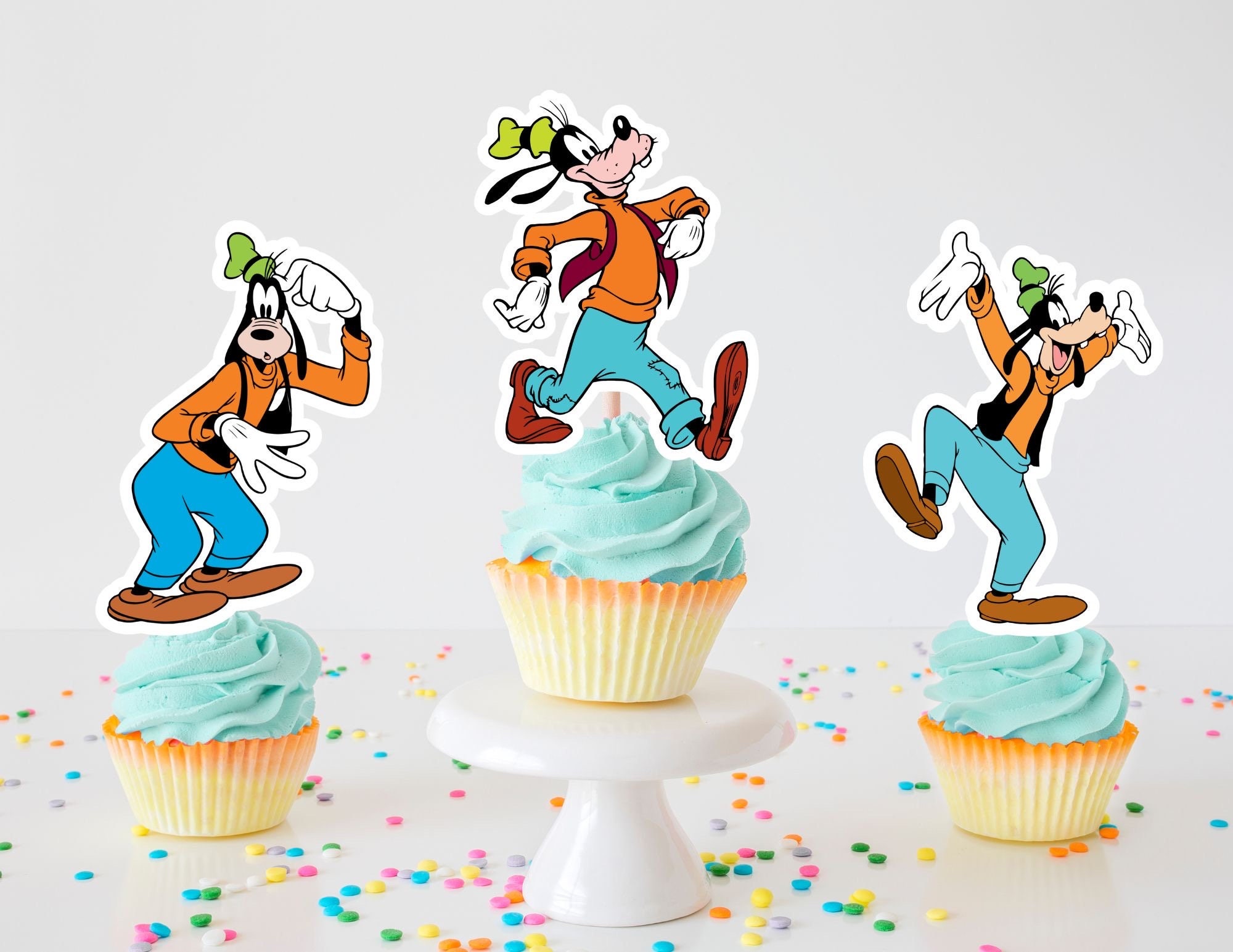 Set of Goofy and Age Cupcake Toppers, Goofy Number Birthday Toppers - Etsy