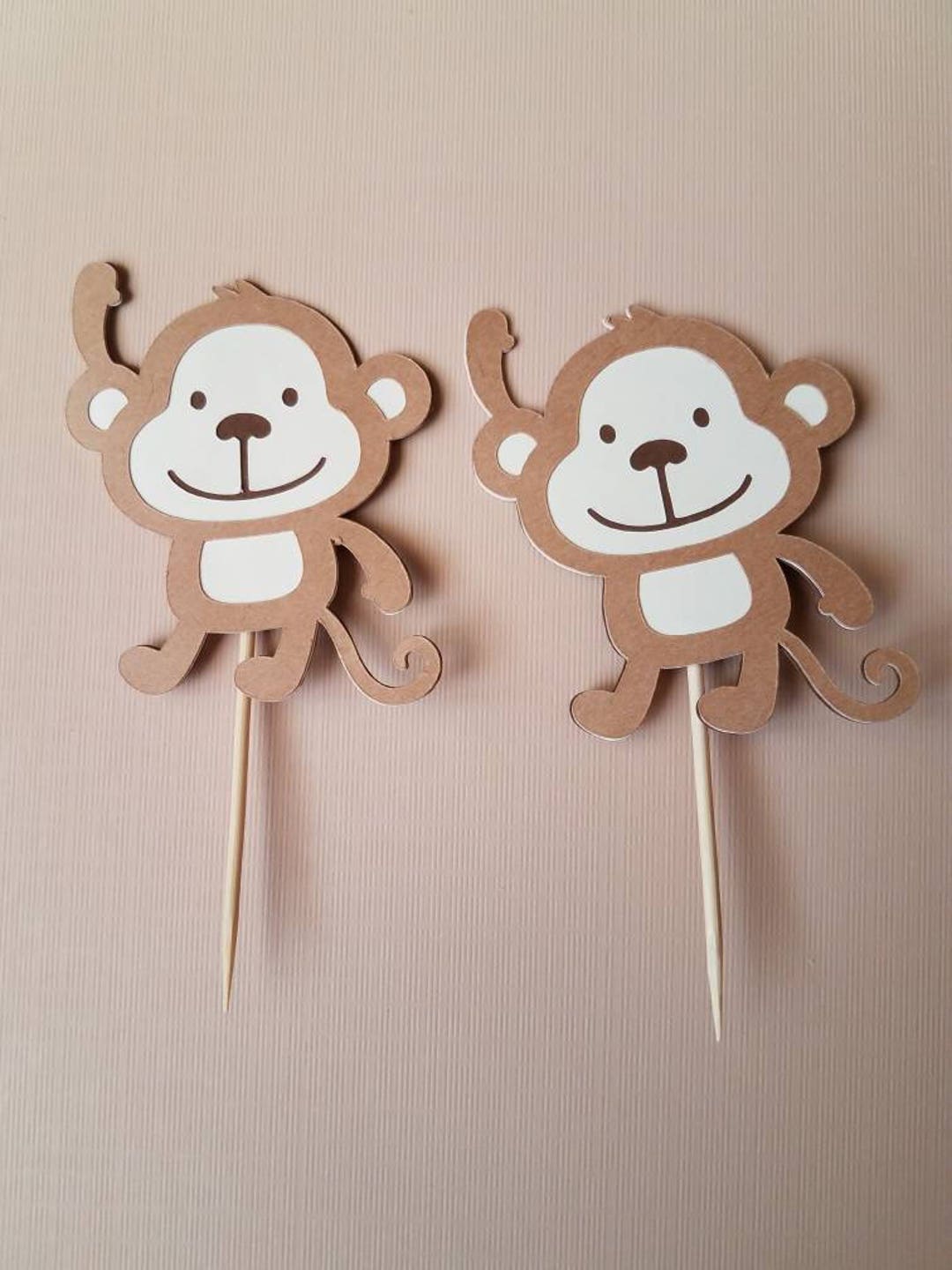 Set of 12 Monkey Toppers, Animal Cupcaketoppers, Safari Animals Cupcake ...