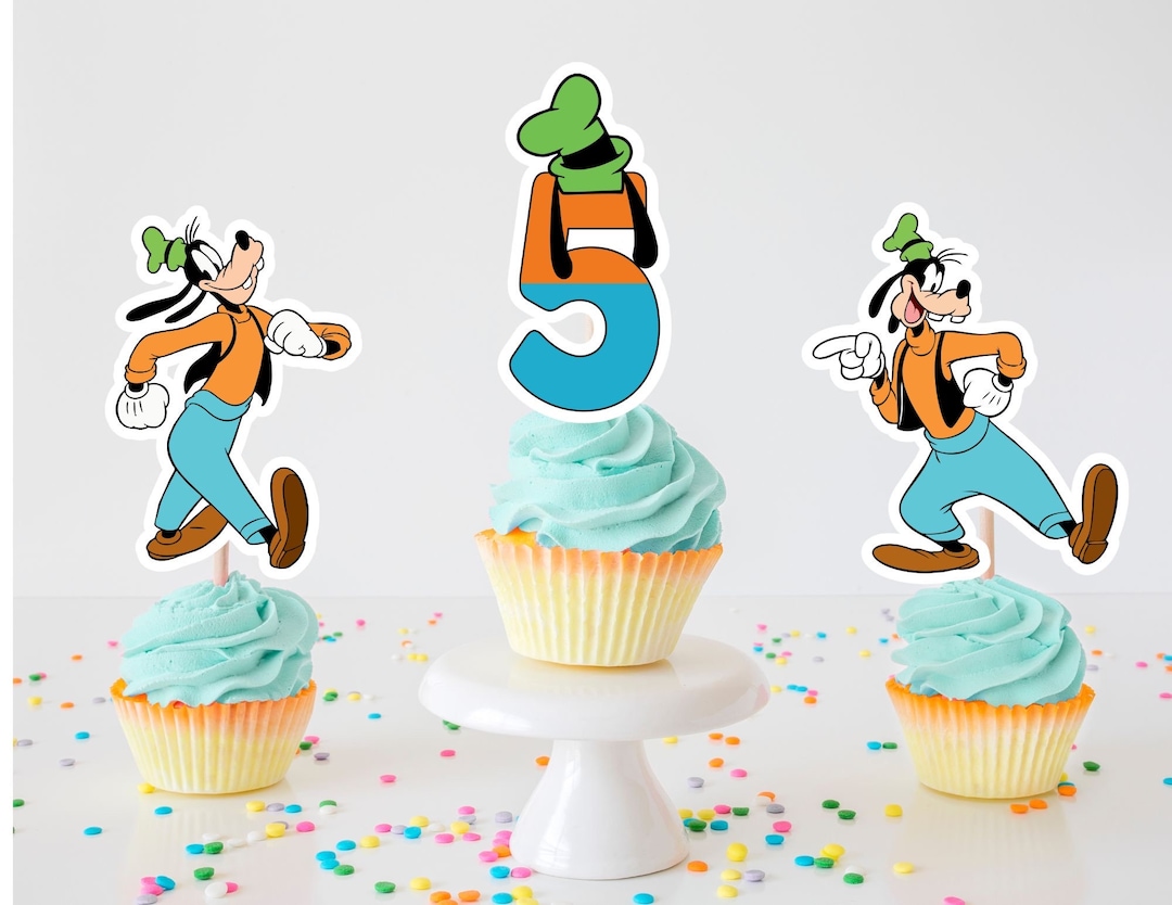 Set of Goofy and Age Cupcake Toppers, Goofy Number Birthday Toppers - Etsy