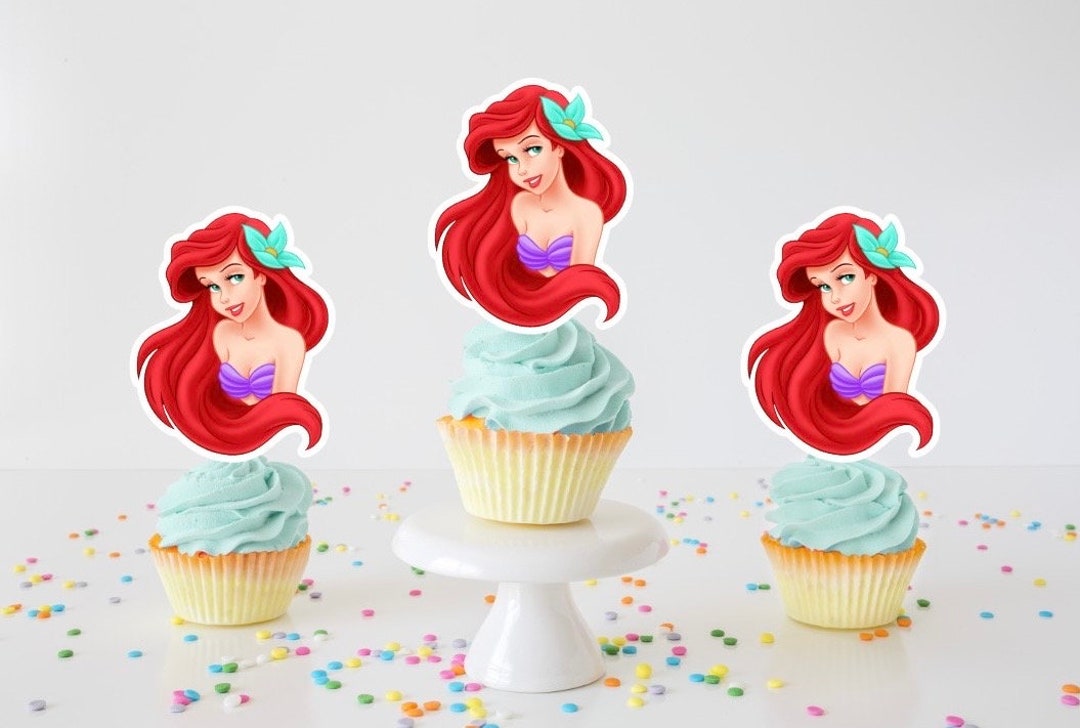 Princess Ariel Cupcake Toppers, Little Mermaid Toppers, Birthday Theme ...