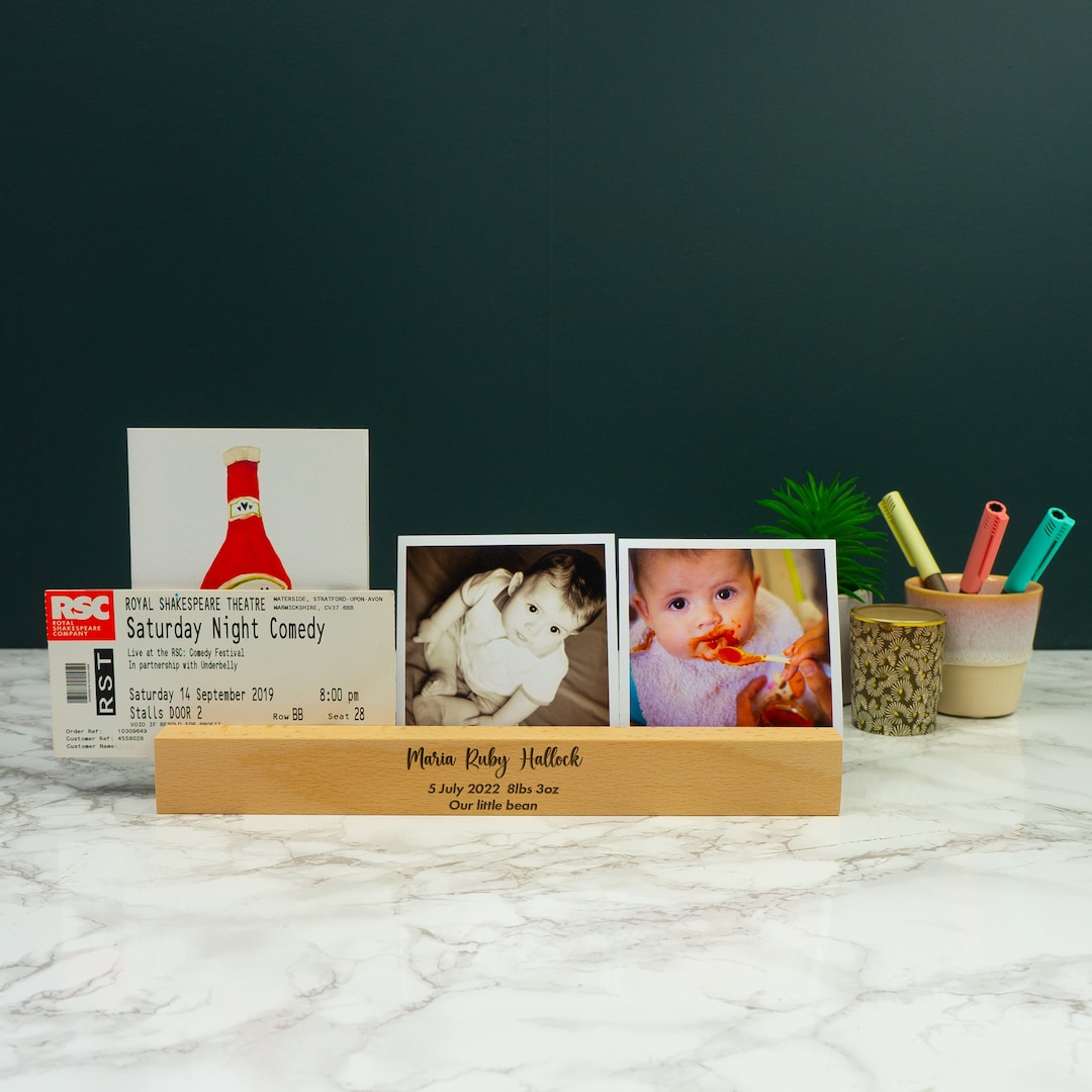 Personalised Large Desktop Photo Block. Custom Engraved New Baby ...