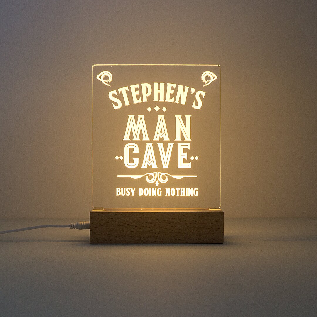 Personalised Light up LED Man Cave Sign. Custom Engraved Small Neon ...