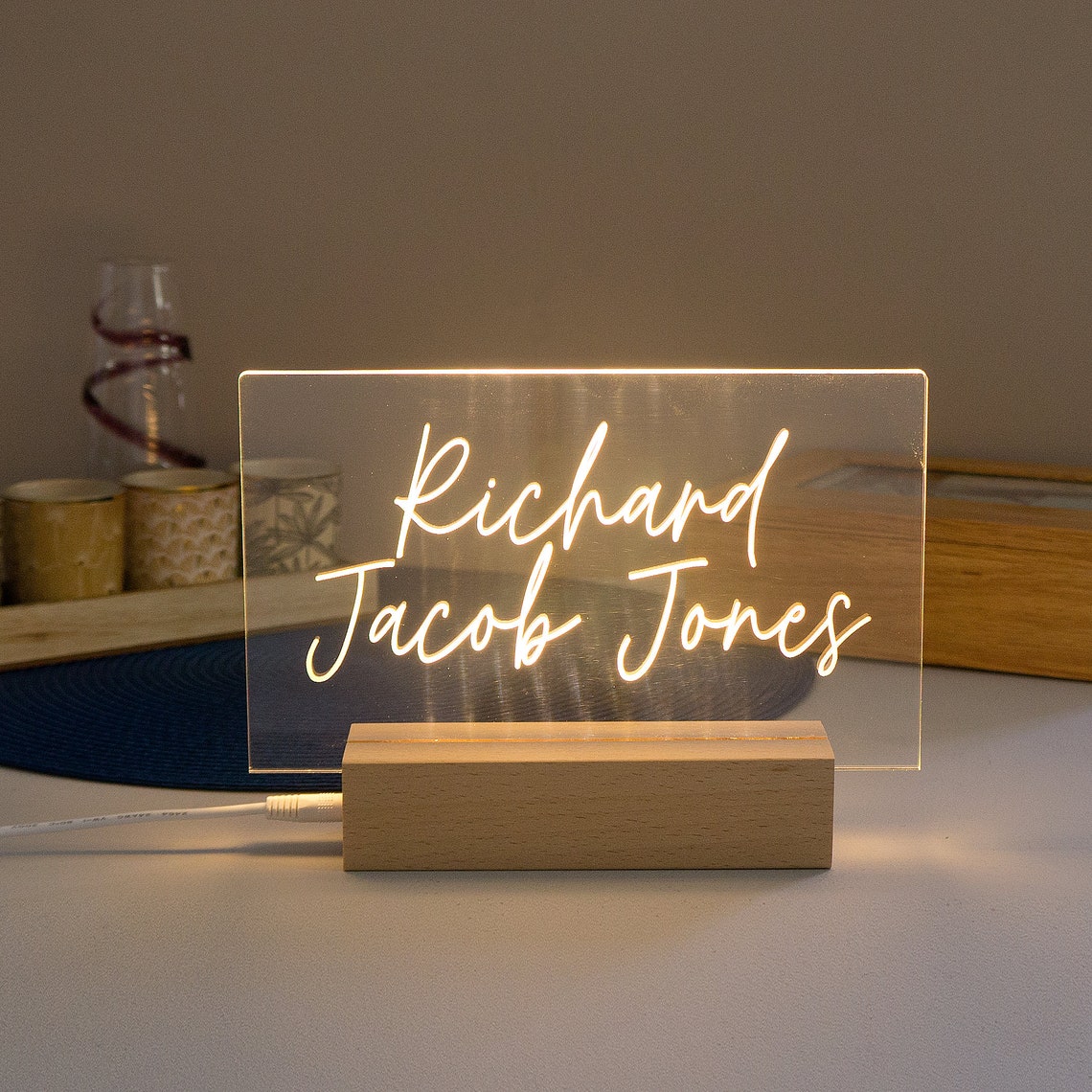 Personalised LED Name Sign. Custom Engraved Light up Name - Etsy