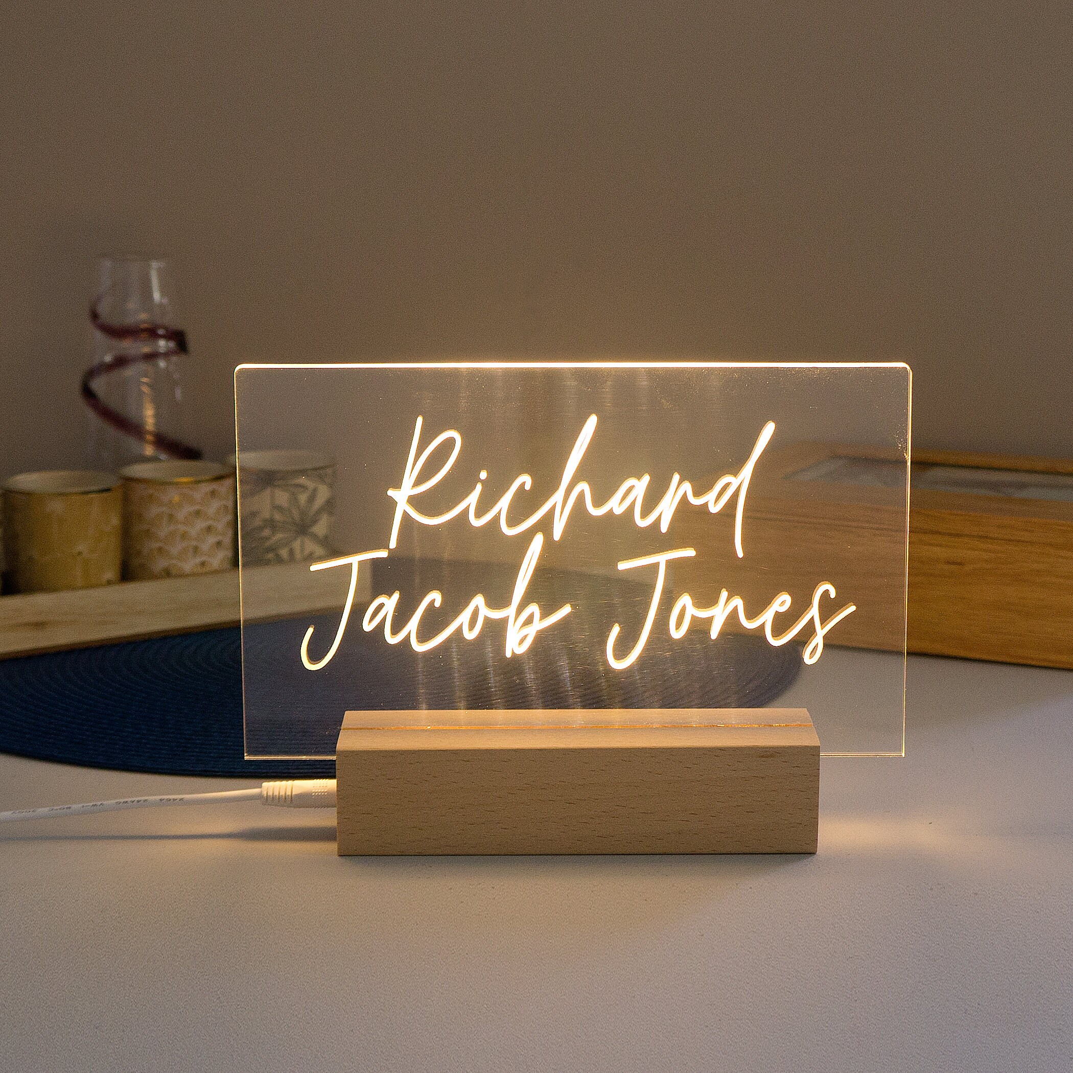 Personalised LED Name Sign. Custom Engraved Light up Name - Etsy UK