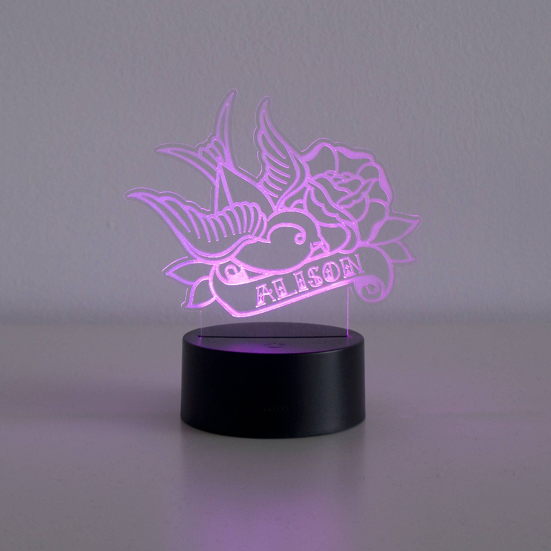 Personalised Classic Tattoo Swallow LED Lamp. Multi Colour - Etsy