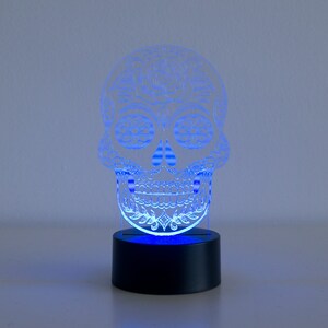 Sugar Skull LED Lamp. Multi Colour Acrylic Light up Sign. Day of the ...