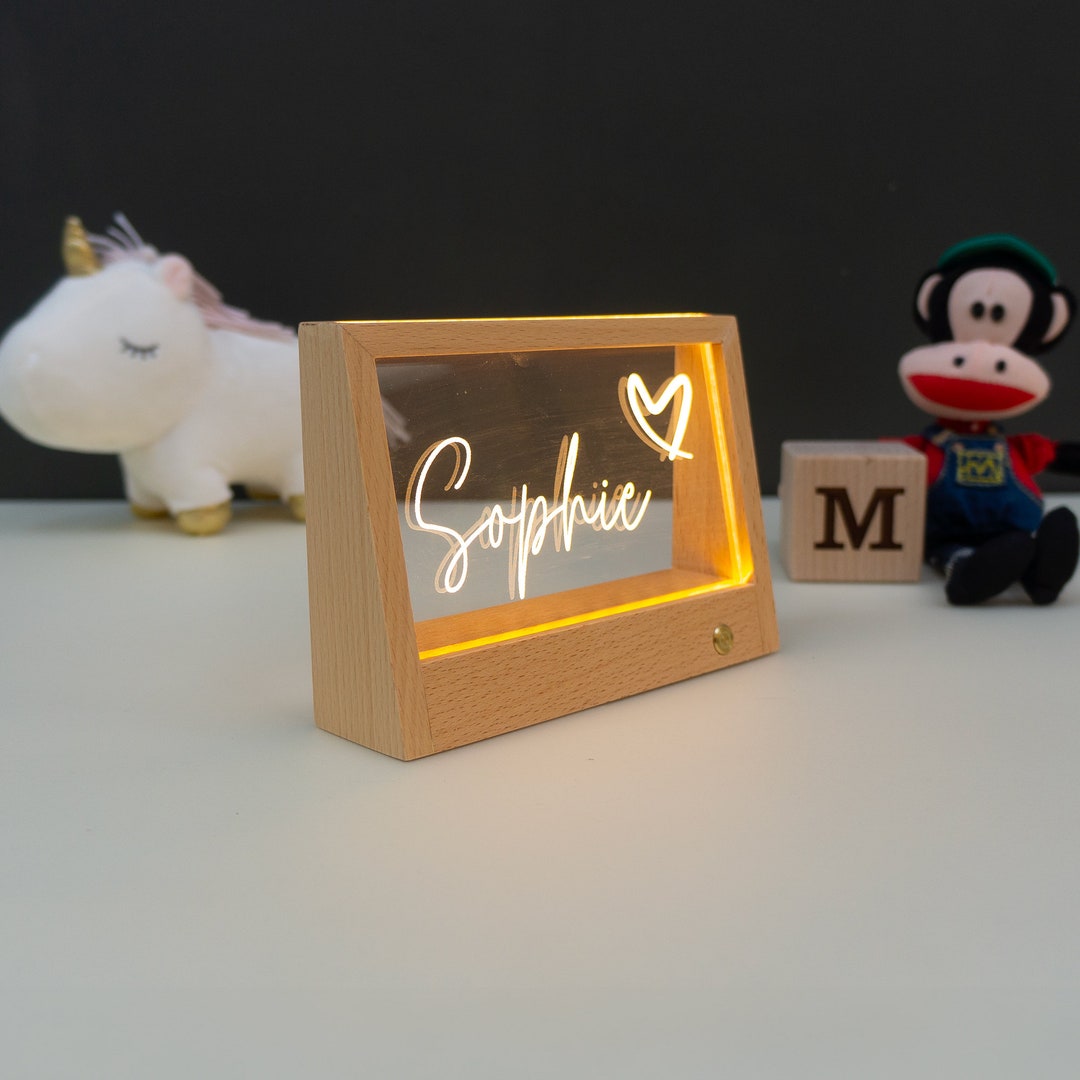Personalised Cursive Script Name Plaque. Light up LED Table Top Sign ...
