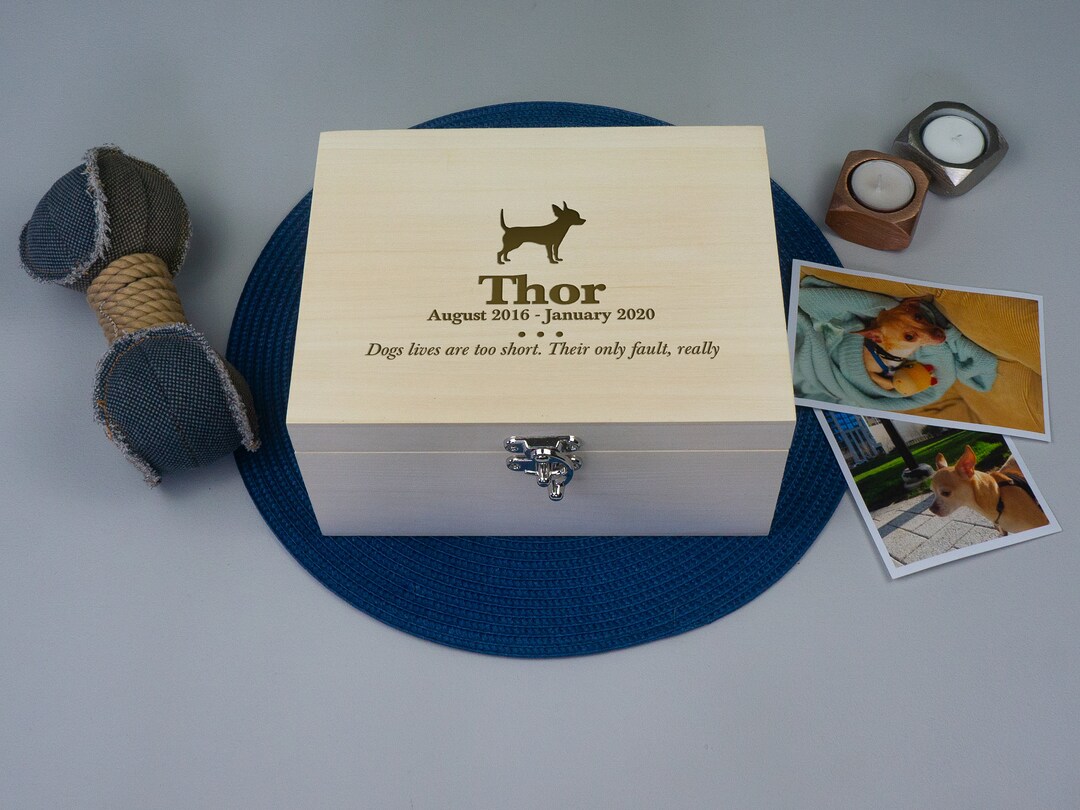 Personalised Dog Memory Box. Custom Engraved Smooth Wood Storage Box ...