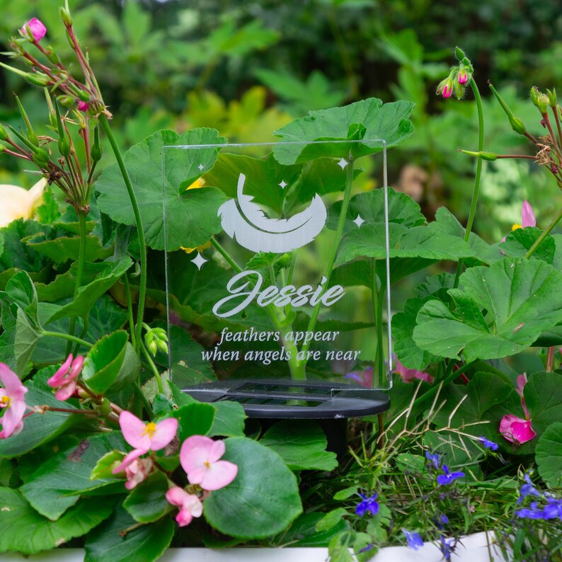 Solar Power Garden Memorial Plaque. Outdoor Graveside Light up LED ...