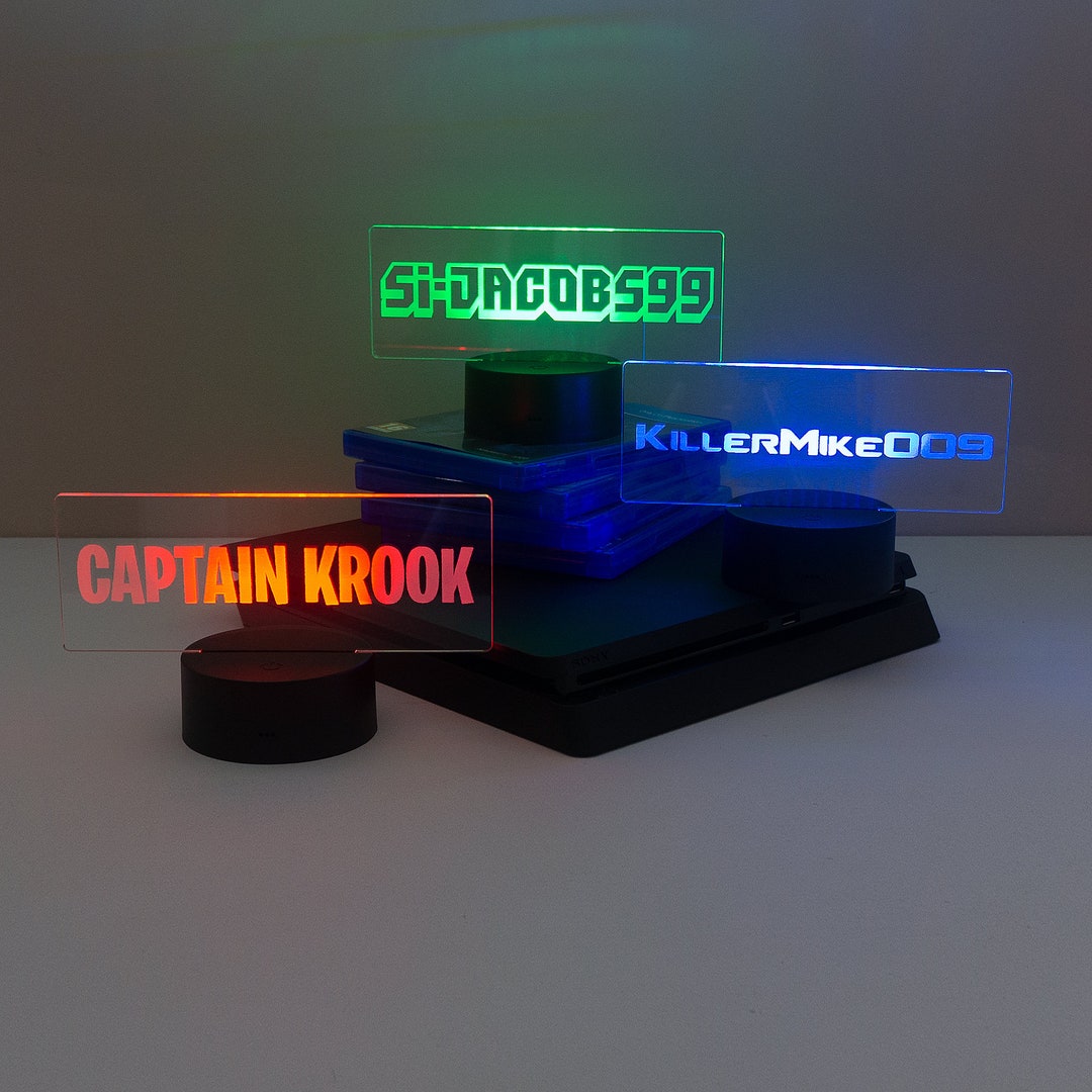 Gaming LED Sign Name Plaque. Personalised Gamer Tag Light up Multi ...