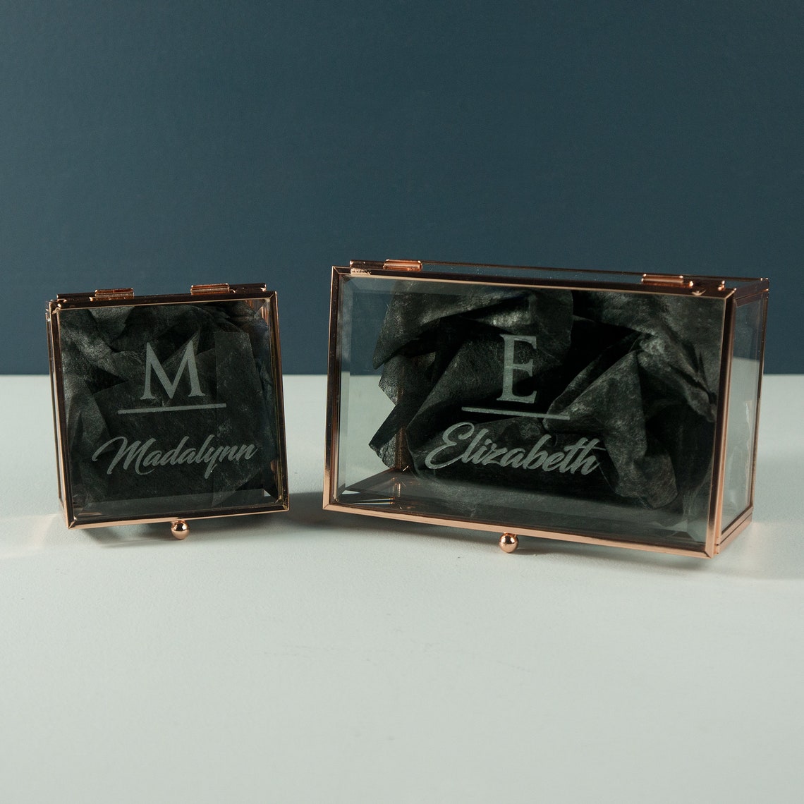 Personalised Glass Panel Jewellery Box. Engraved Monogram | Etsy UK