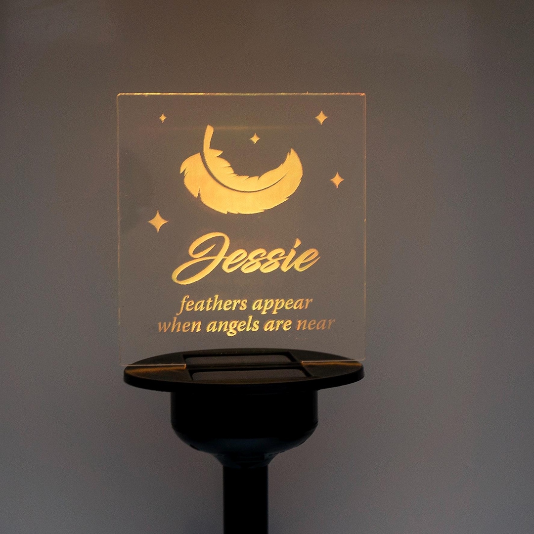 Solar Power Garden Memorial Plaque. Outdoor Graveside Light up LED ...