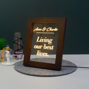 Personalised LED Name Signs. Custom Engraved Light up Framed Sign ...