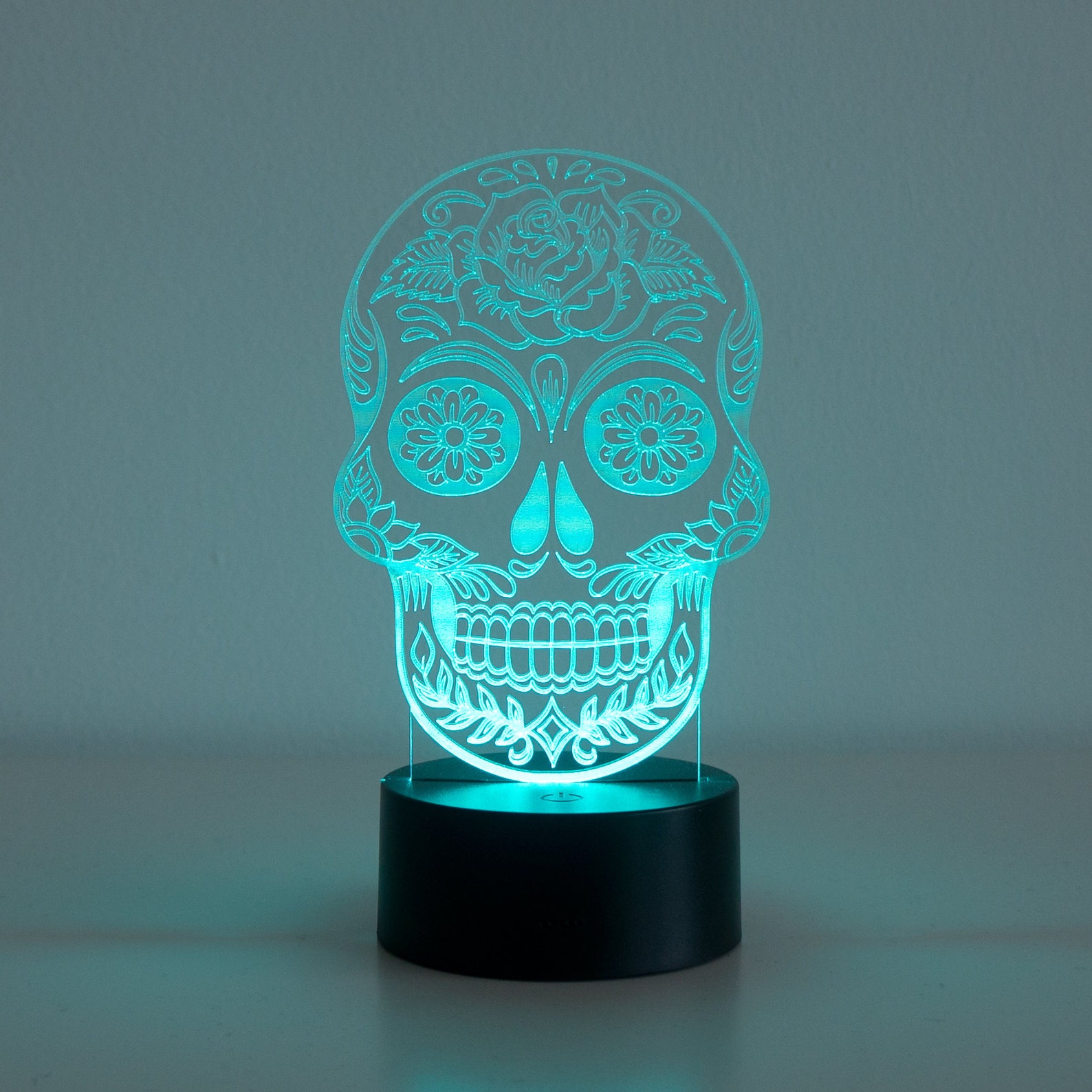 Sugar Skull LED Lamp. Multi Colour Acrylic Light up Sign. Day of the ...