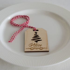 3x Personalised Wooden Parcel Tags. Laser Engraved Retro Style Name ...