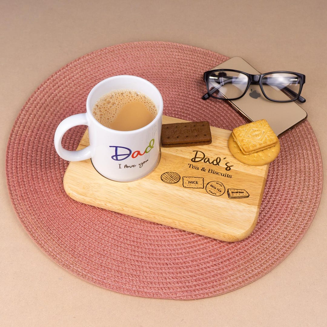 Personalised Tea and Biscuits Serving Tray Holder With Matching Mug ...