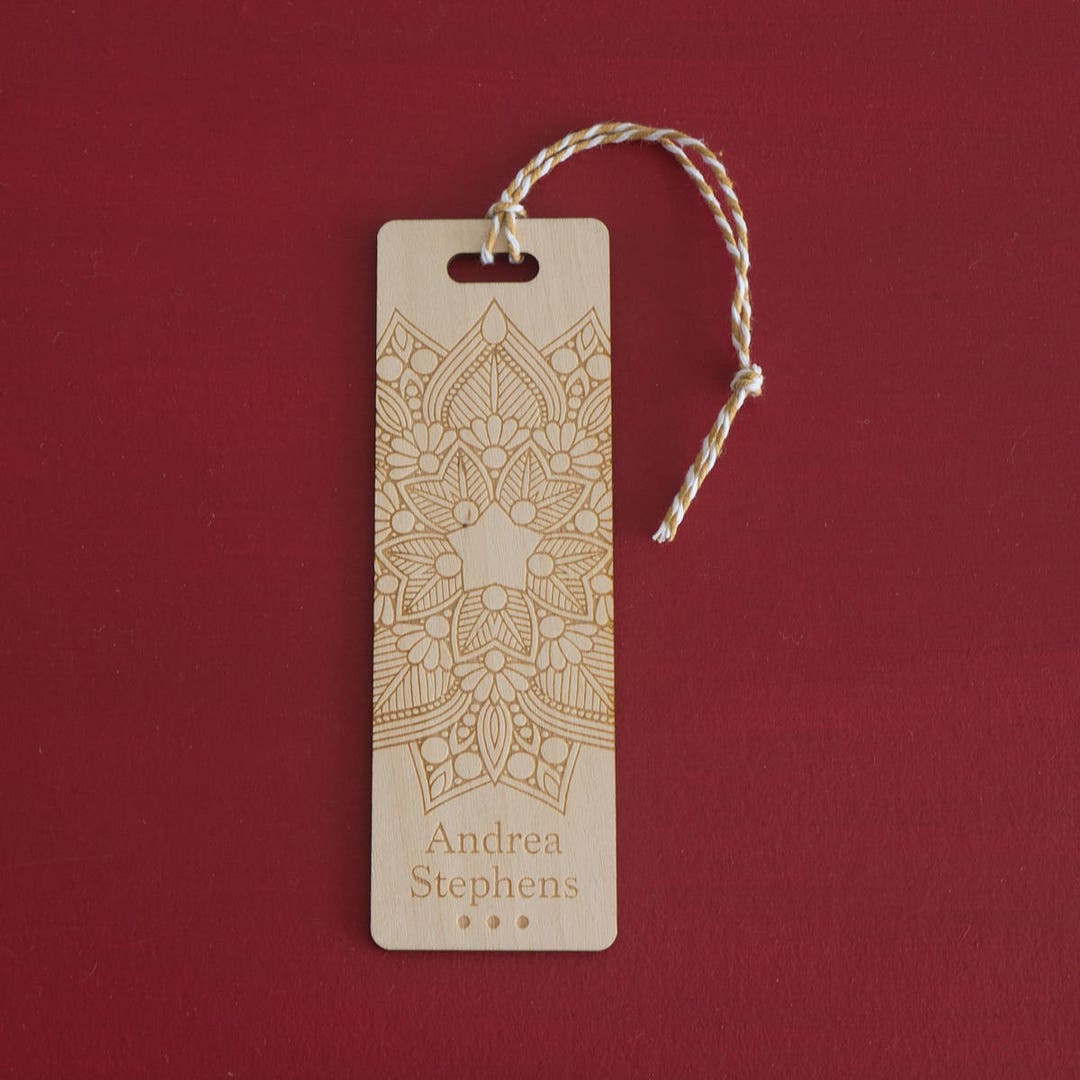 Personalised Bookmark. Laser Engraved Wooden Bookmark With Mandala ...