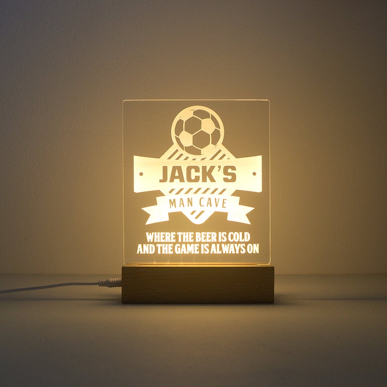 Personalised Football Man Cave LED Sign. Custom Engraved Light - Etsy UK