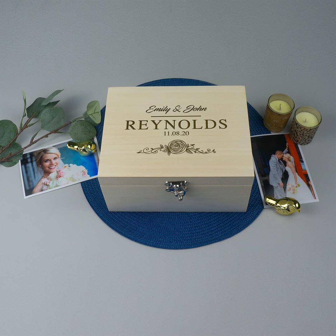 Modern Wedding Day Memory Box. Personalised Wooden Memory Chest Trunk ...