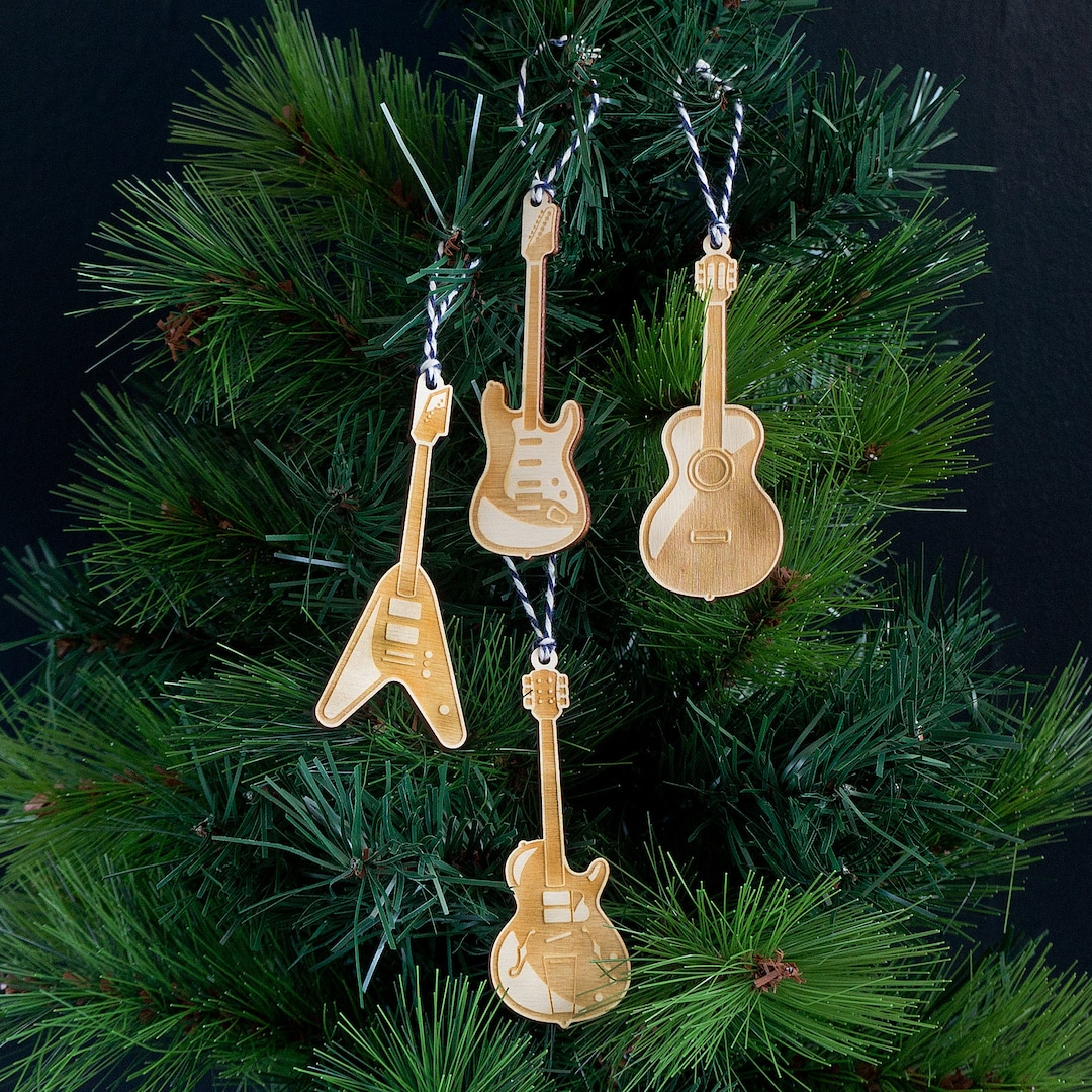 Guitar Decorations. Wooden Christmas Tree Decorations. Baubles ...