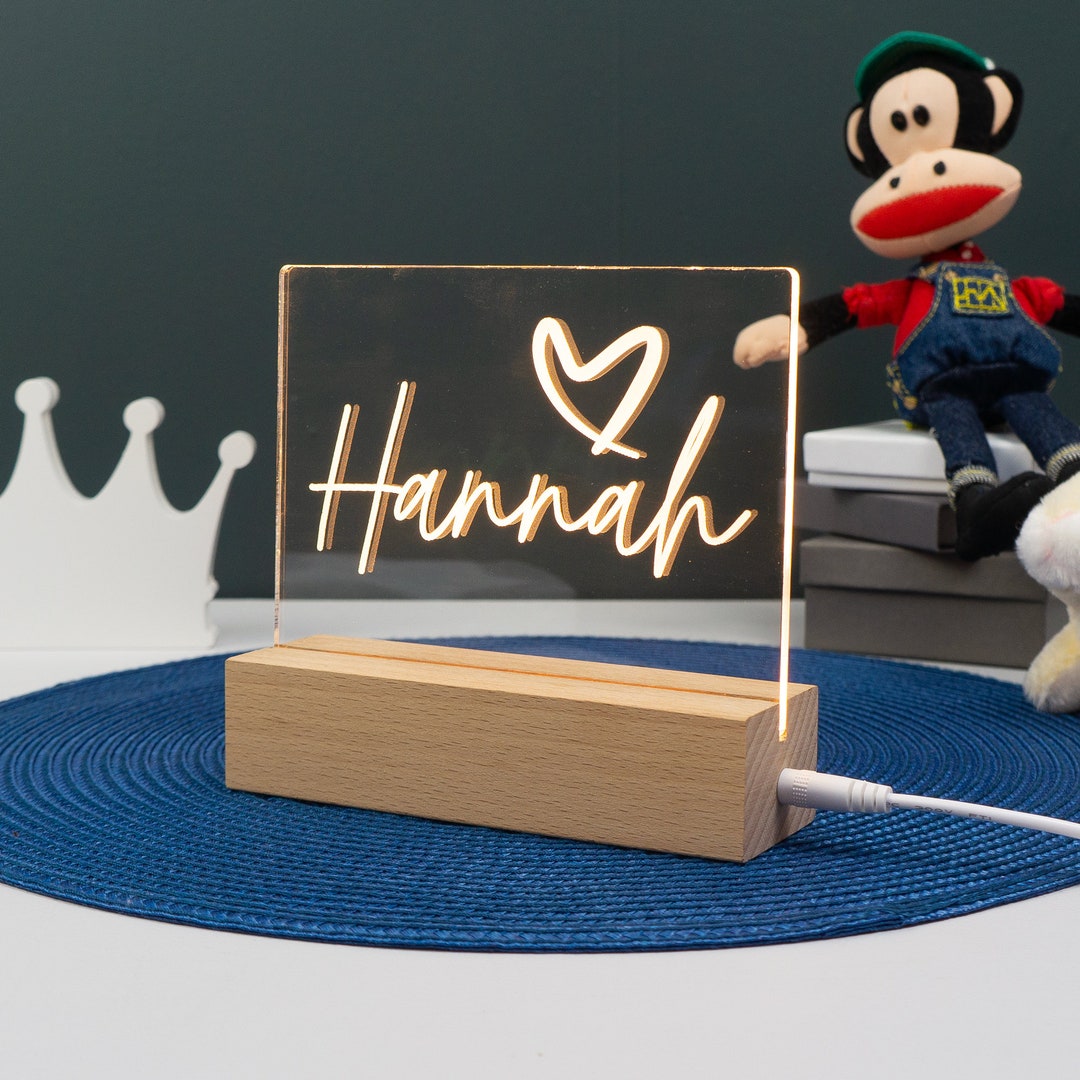 Personalised Light up LED Name Plaque. Custom Engraved Small Neon Name ...