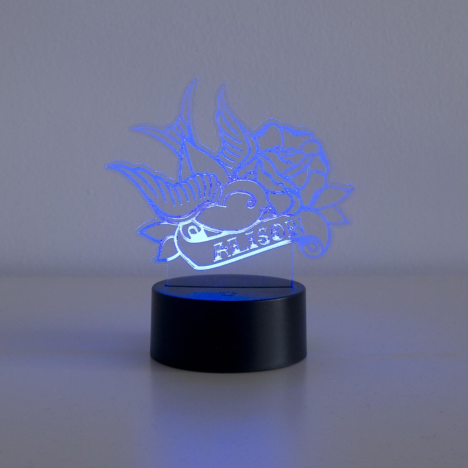 Personalised Classic Tattoo Swallow LED Lamp. Multi Colour - Etsy