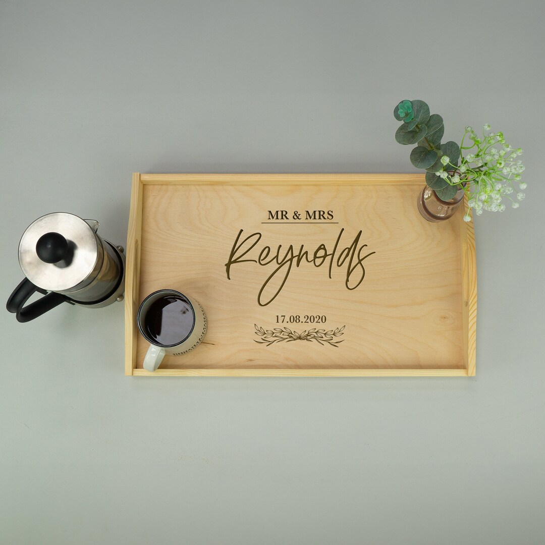 Custom Gift for Newly Weds. Personalised Wooden Food Tray Serving ...