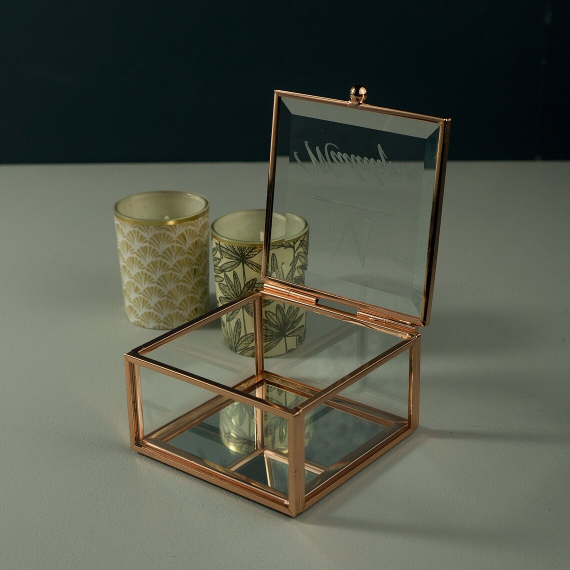 Personalised Glass Panel Jewellery Box. Engraved Monogram | Etsy UK