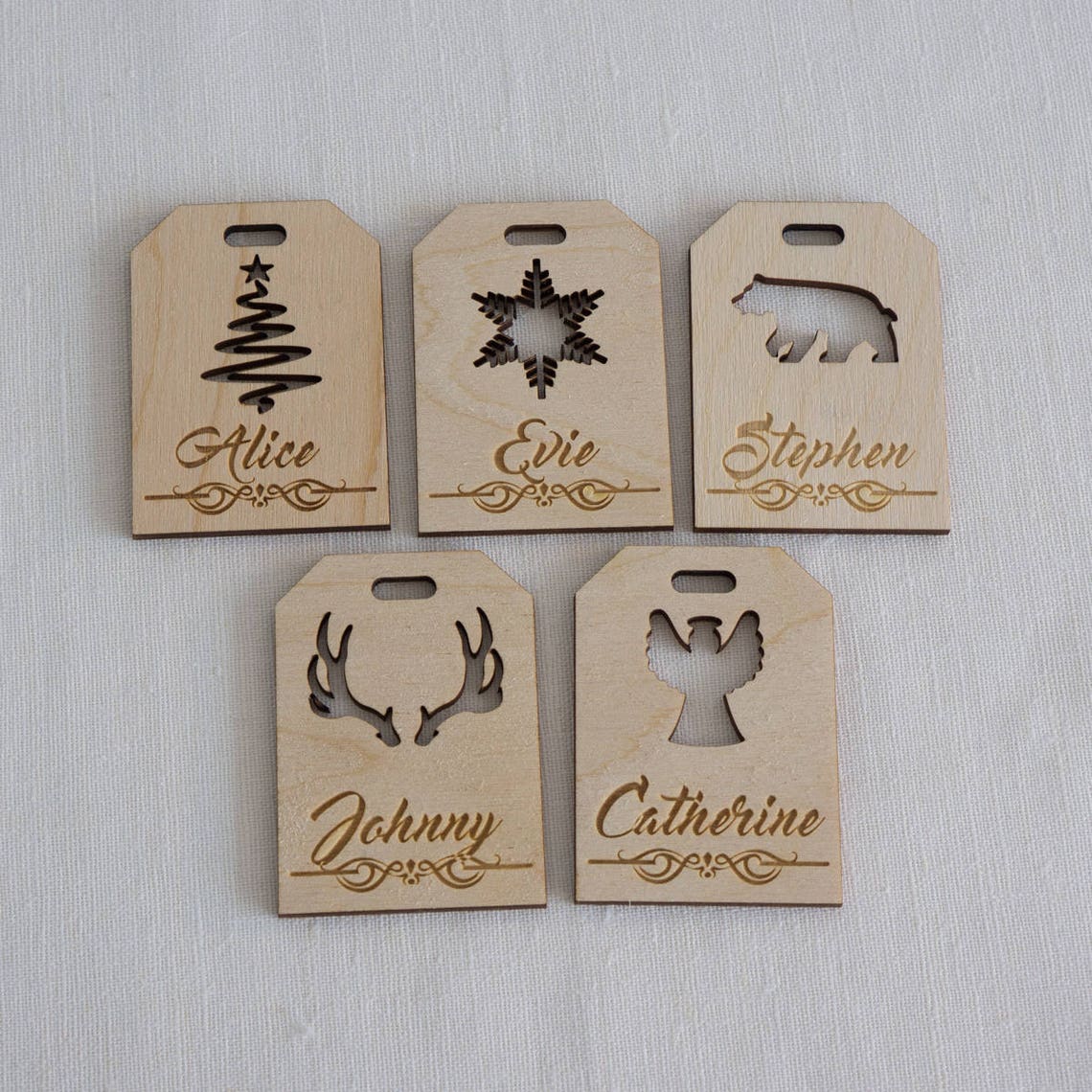 3x Personalised Wooden Parcel Tags. Laser Engraved Retro Style - Etsy