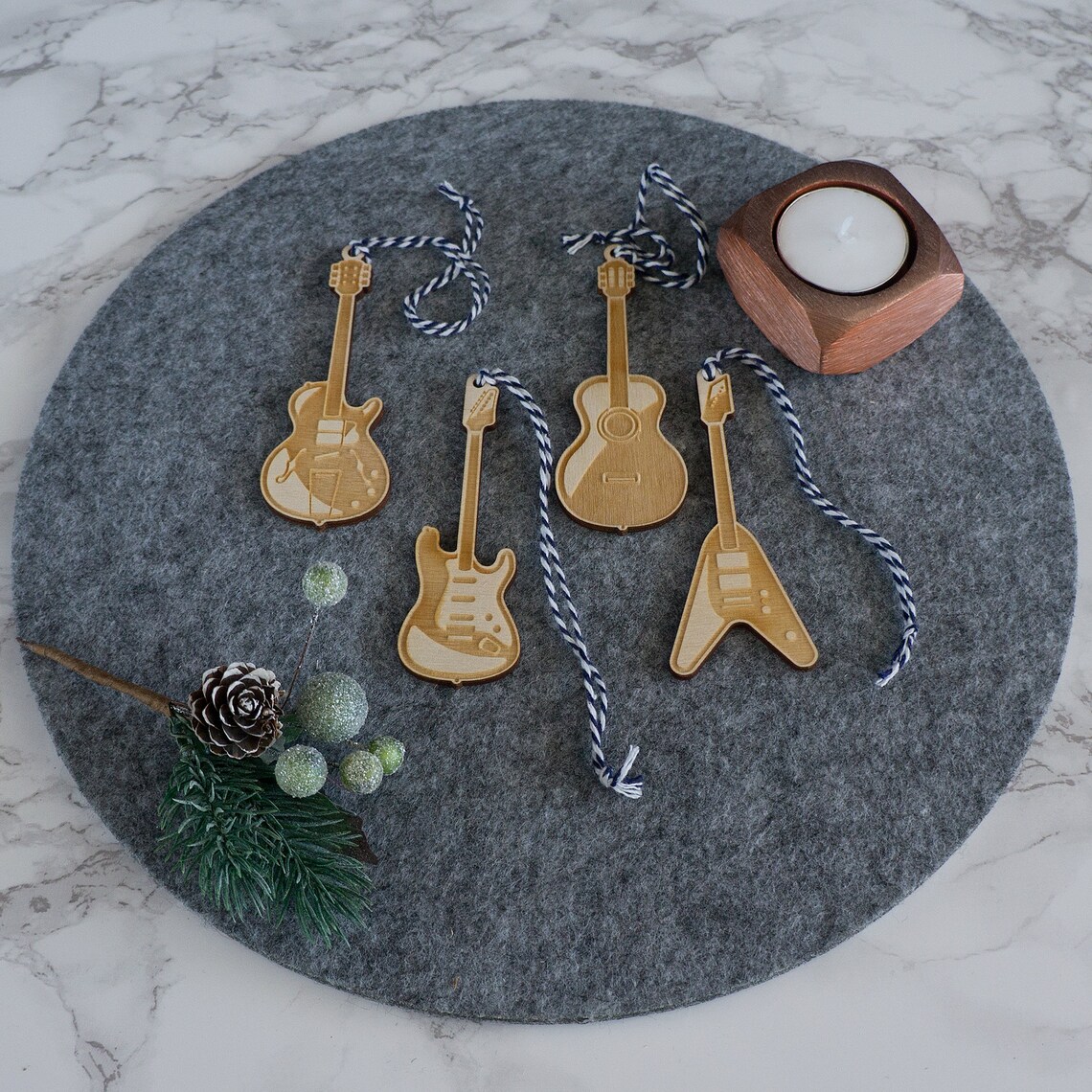 Guitar Decorations. Wooden Christmas Tree Decorations. - Etsy UK