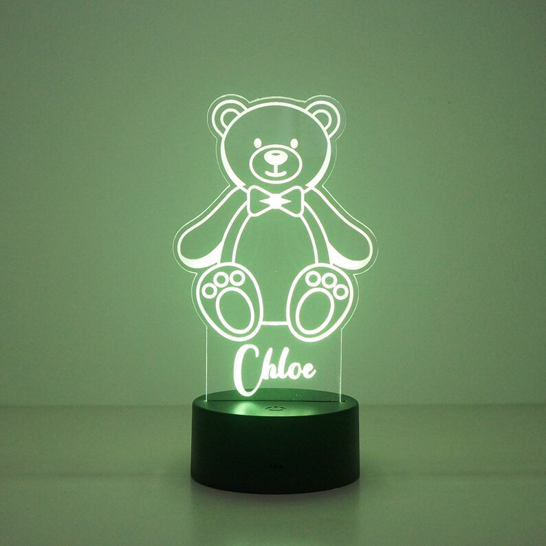 Teddy bear night light. LED lamp. Personalize nursery bear | Etsy
