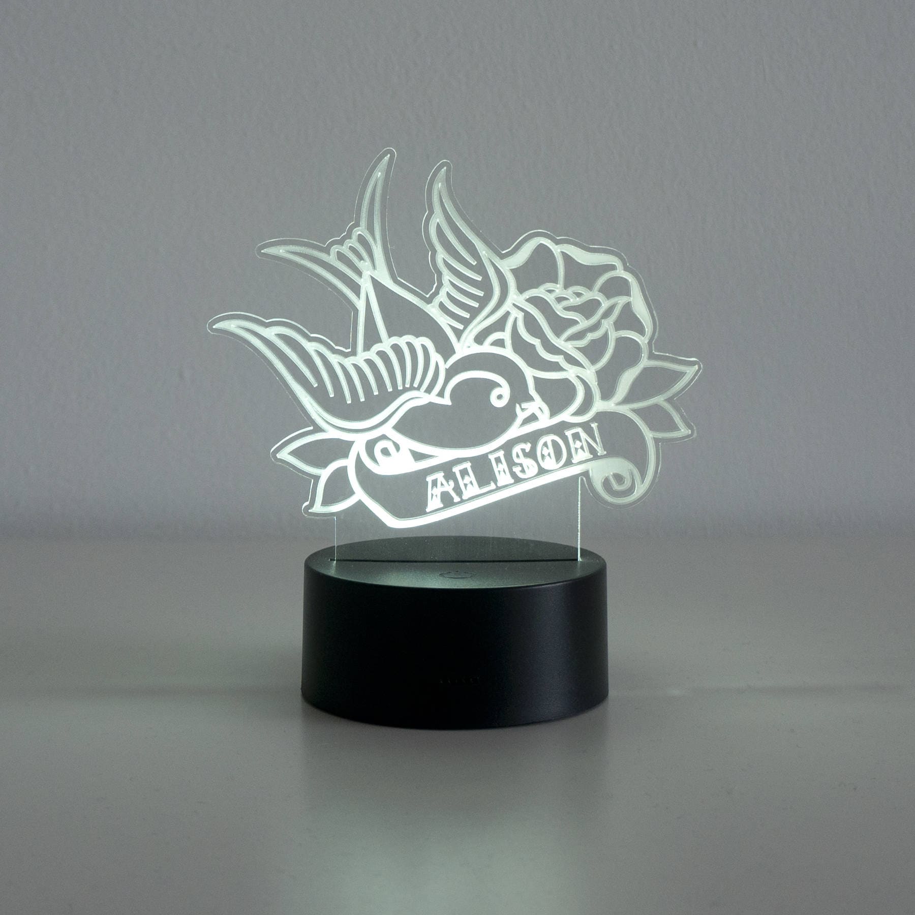 Personalised Classic Tattoo Swallow LED Lamp. Multi Colour - Etsy