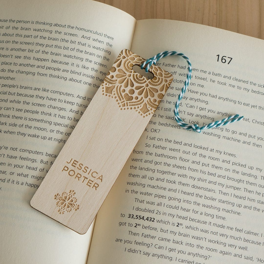 Custom Made Bookmark. Personalised Mandala Flower Pattern. Laser ...