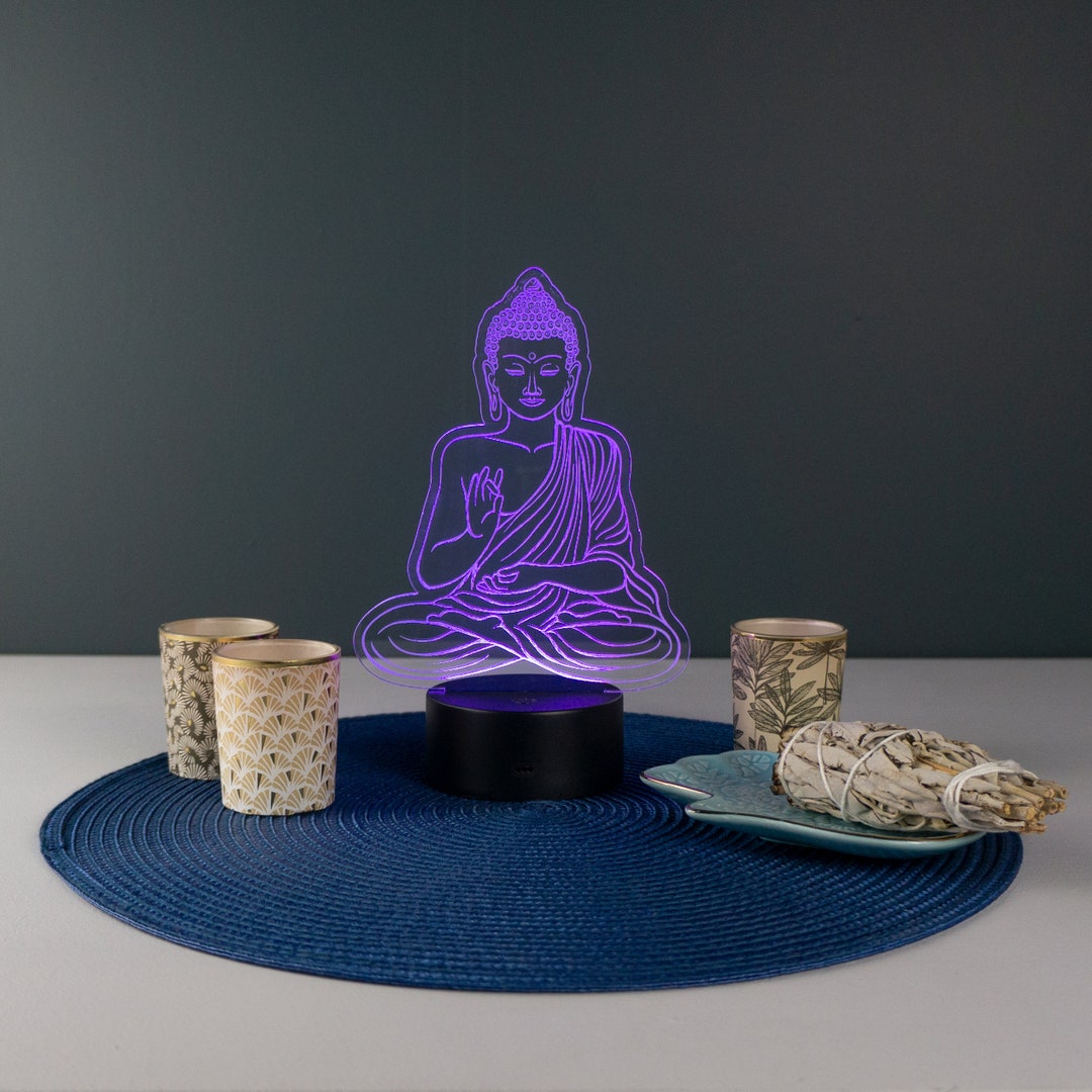 Meditating Buddha LED Sign: Spiritual Meditation Room Decor - Etsy