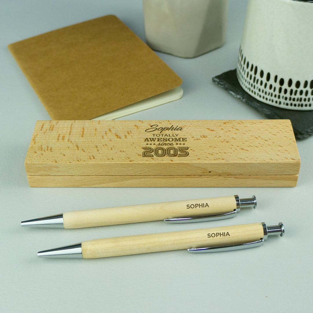Personalised 20th Birthday Present. Custom Engraved Pen Set Biro and ...