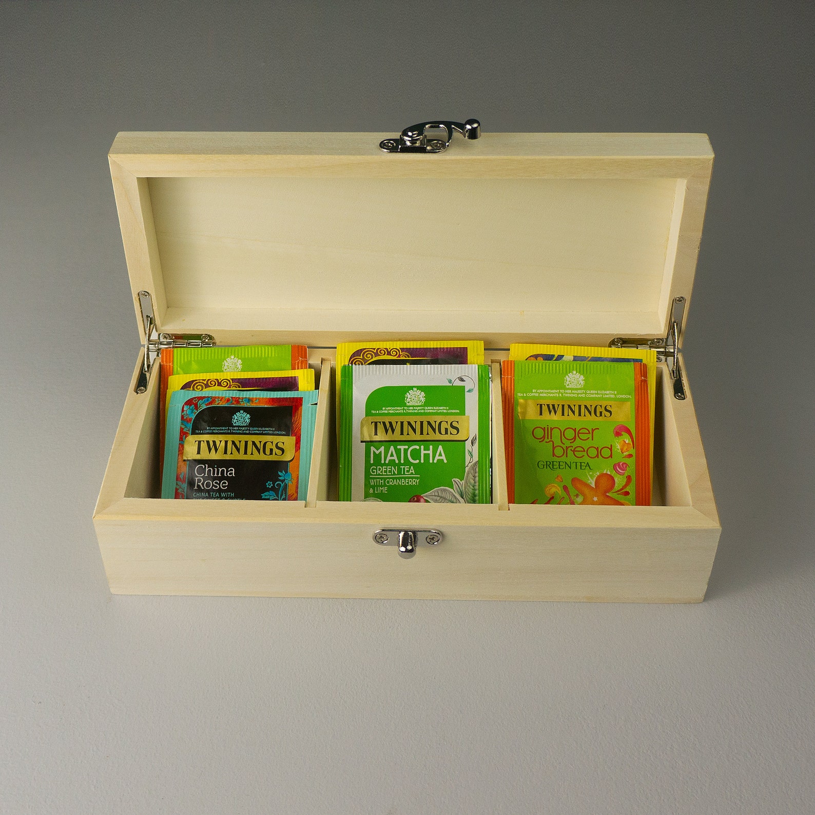 Personalised tea box. Engraved wooden tea caddy storage box. | Etsy