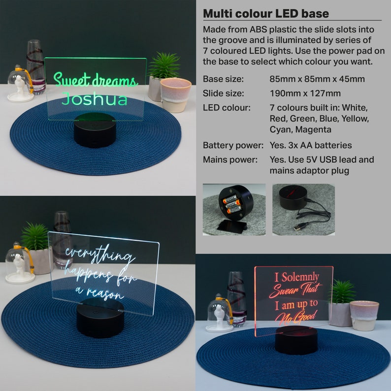 Personalised LED Name Sign. Custom Engraved Light up Name - Etsy