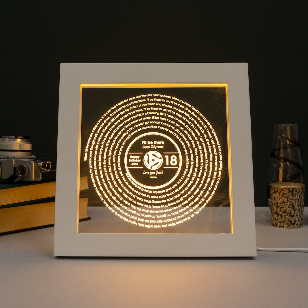 Personalised 18th Birthday Music Lover Gift. Custom Engraved Light LED ...