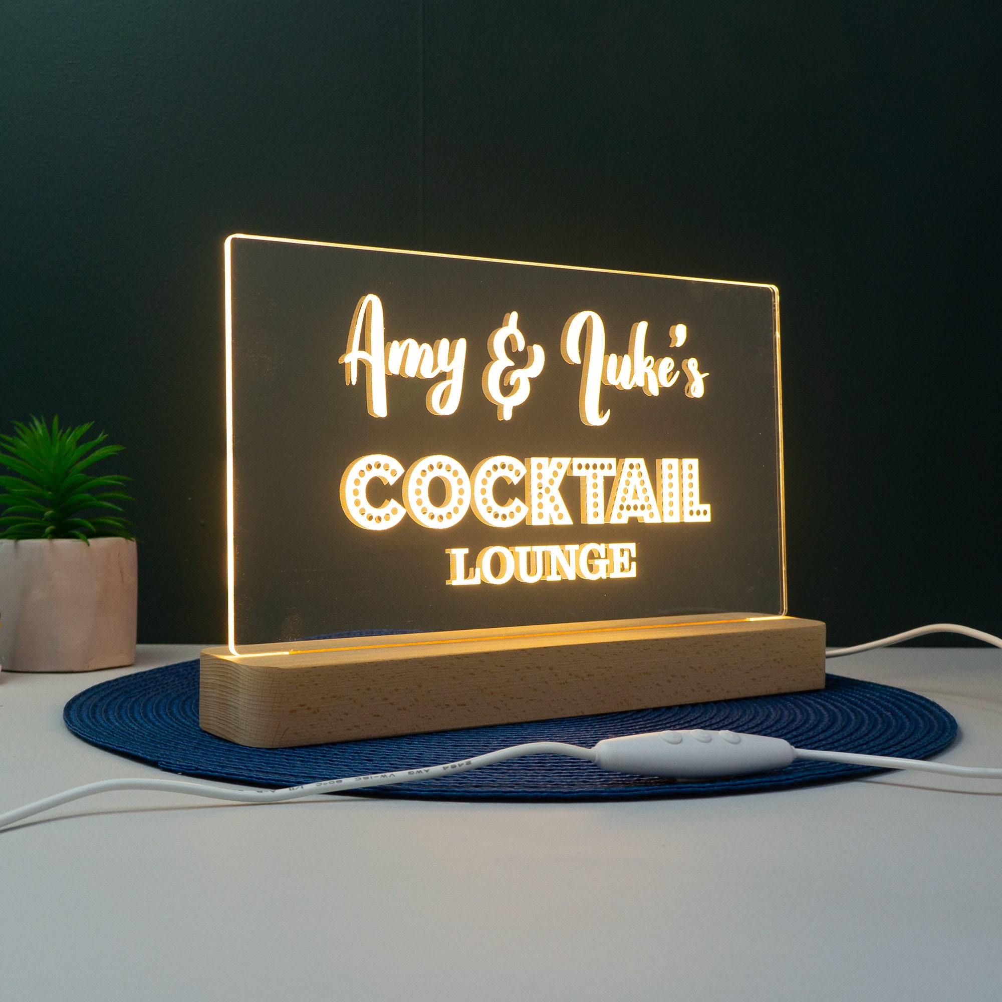 Custom Light up LED Name Sign. Personalised Text Acrylic Slide ...