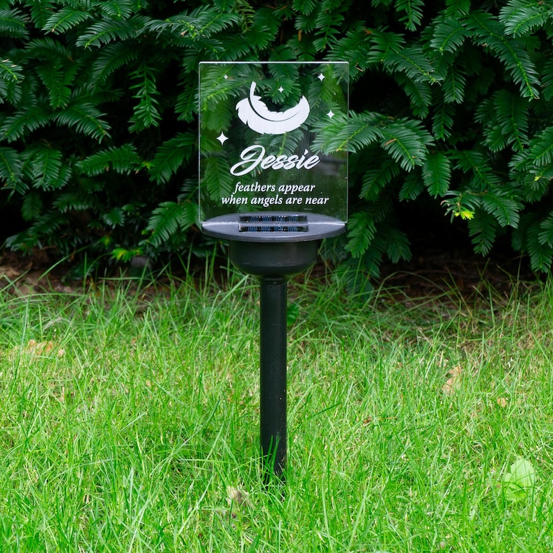 Solar Power Garden Memorial Plaque. Outdoor Graveside Light up LED ...