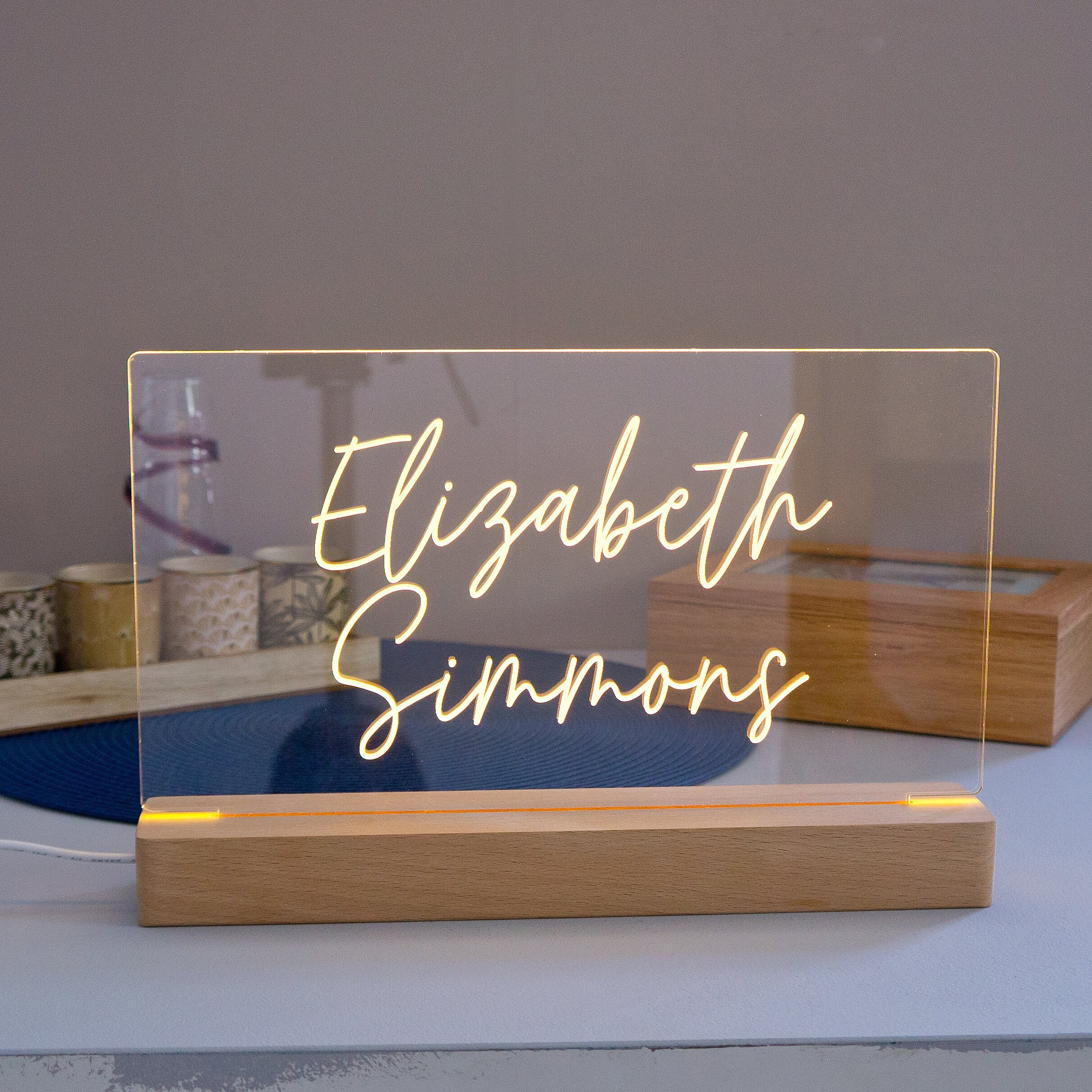 Personalised LED Name Sign. Custom Engraved Light up Name - Etsy UK