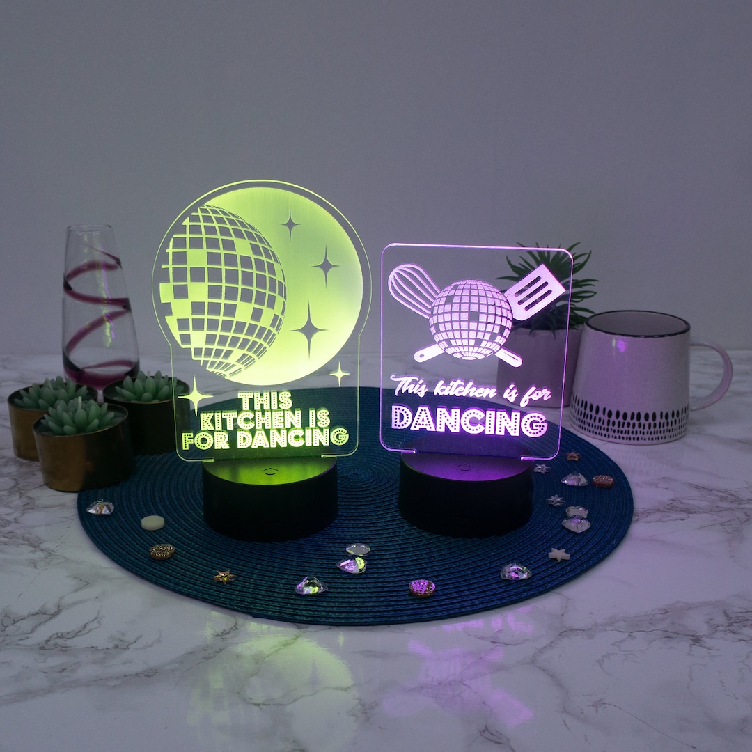 LED Kitchen Disco Sign: Multicolor Retro Light-up Lamp - Etsy UK