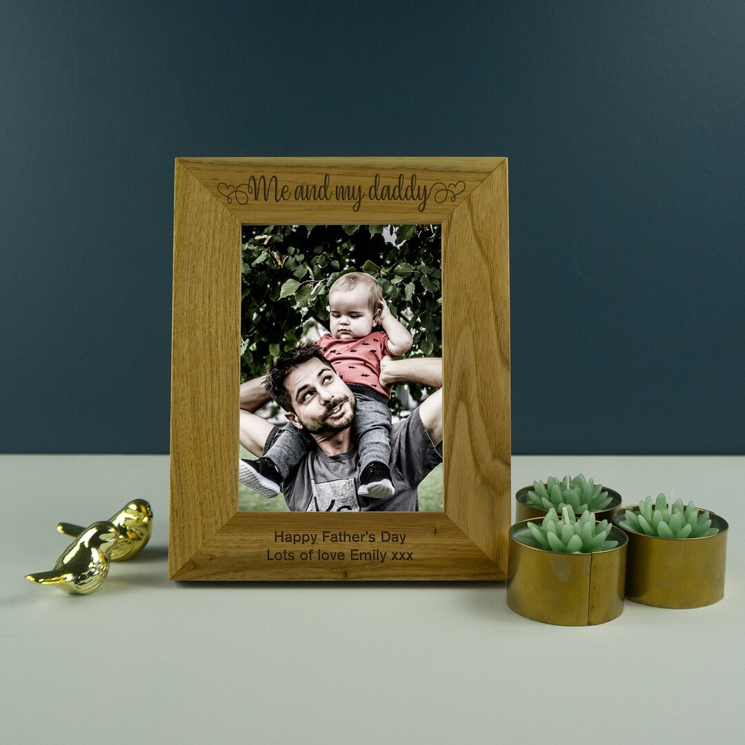 Personalised 'me and My Daddy' Photo Frame. Custom Engraved Oak Wood ...