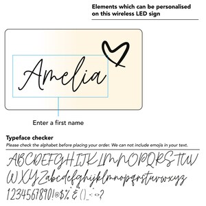 Personalised Cursive Script Name Plaque. Light up LED Table Top Sign ...