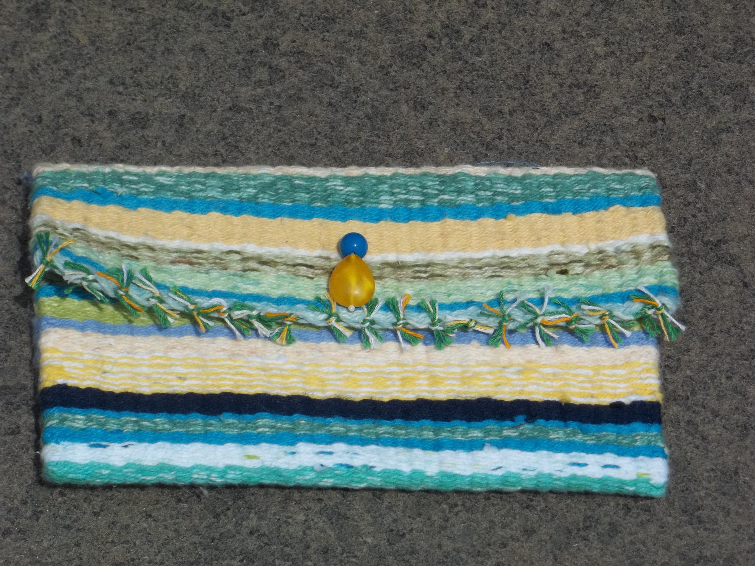 Blue Green Woven Wallet With Decorative Bead - Etsy