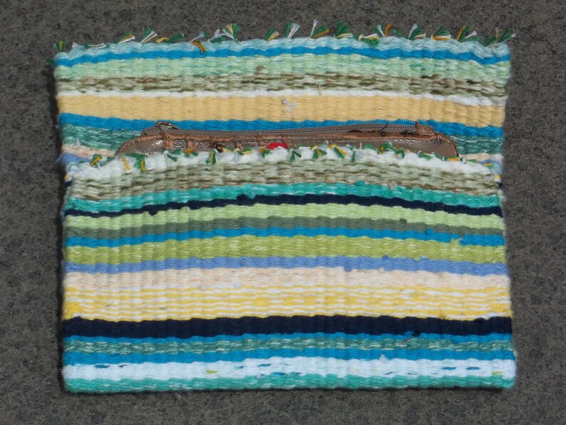 Blue Green Woven Wallet With Decorative Bead - Etsy